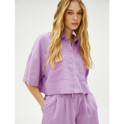 Рубашка KOTON, размер 46, лиловый