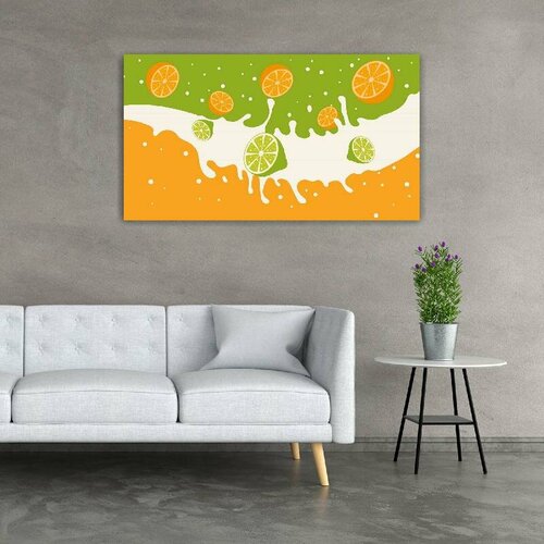 Картина на холсте 60x110 LinxOne "Текстура апельсин лайм" интерьерная для дома / на стену / на кухню / с подрамником