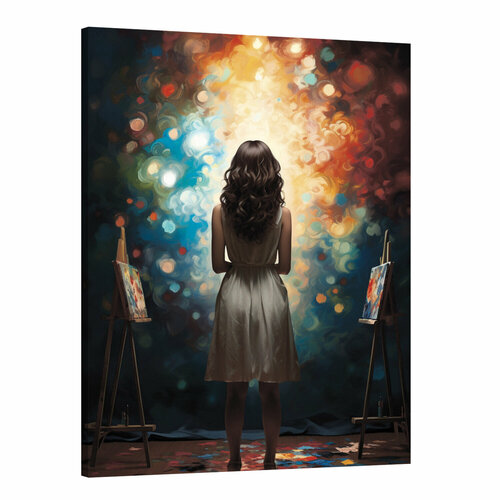 Интерьерная картина 50х70 "Девушка, создающая свой мир"