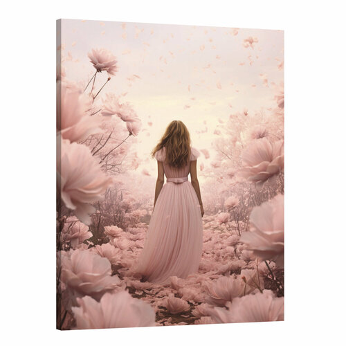 Интерьерная картина 50х70 "Девушка в розовом мире"