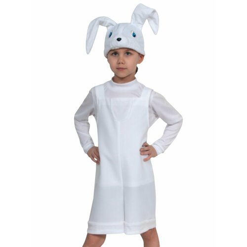 Карнавальный костюм "Зайчик белый" ткань-плюш, детский, размер М, рост 122-134см