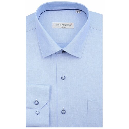 Рубашка Мужская рубашка голубая, длинный рукав, прямой крой, нагрудной карман, хлопок и лен, размер 40, голубой