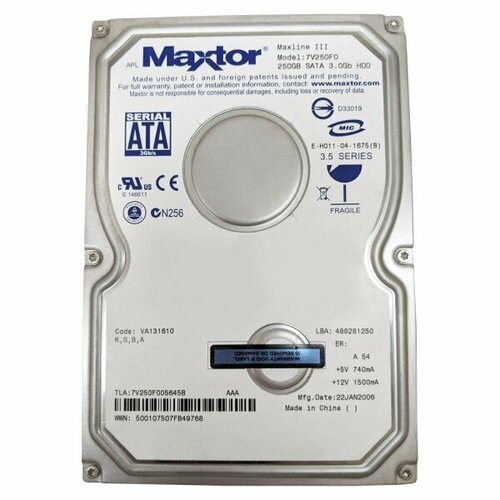 Жесткий Диск Maxtor 7V250F0 250Gb SATAIII 3,5" HDD