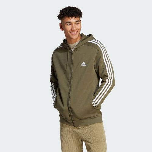 Толстовка спортивная adidas Essentials Fleece 3-Stripes Full-Zip, размер 3XL, хаки, зеленый