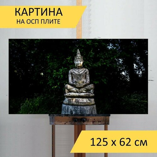 Картина на ОСП 125х62 см. "Буддист, бог, цех" горизонтальная, для интерьера, с креплениями