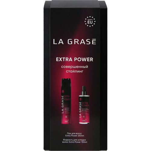 Набор подарочный женский LA GRASE Beauty Set Extra Power Лак для волос Beauty, 250мл+Жидкость для укладки волос, 150мл