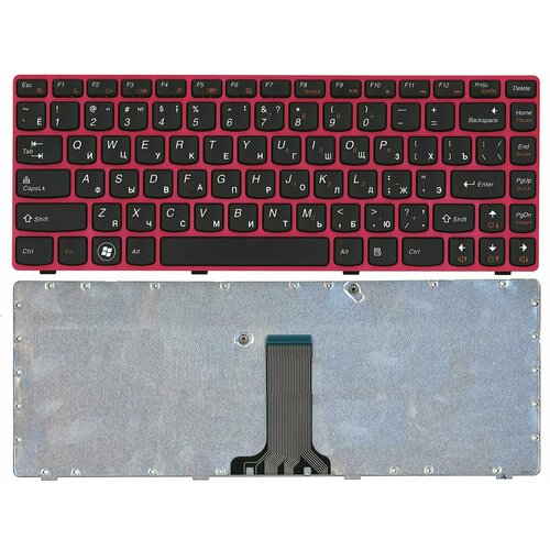 Клавиатура для ноутбука Lenovo IdeaPad Z470 G470AH G470GH Z370 черная с красной рамкой