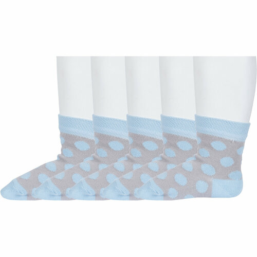 Носки Борисоглебский трикотаж 5 пар, размер 7-8, голубой, серый
