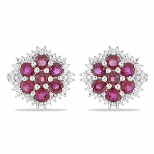 Серьги серебро, 925 проба, длина 1.6 см., красный