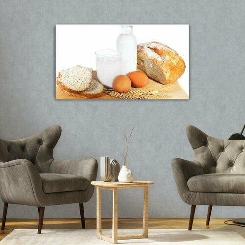 Картина на холсте 60x110 LinxOne "Молоко хлеб пшеница простая" интерьерная для дома / на стену / на кухню / с подрамником