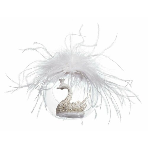 Стеклянный шар с композицией явление царевны-лебедь, стекло, перо, 8 см, Goodwill P30542