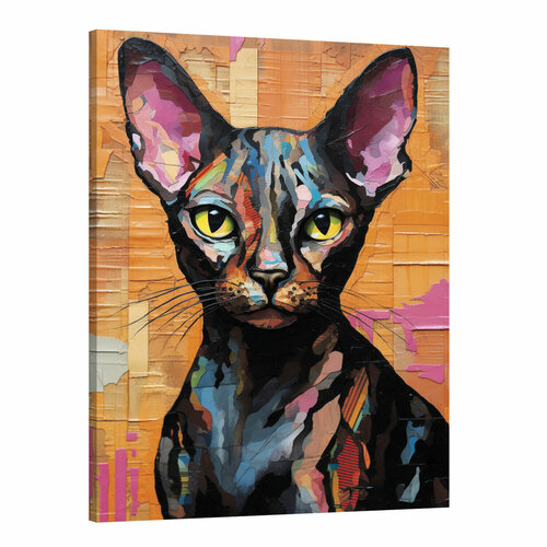Интерьерная картина 50х70 "Кошка-сфинкс: головоломка грации"