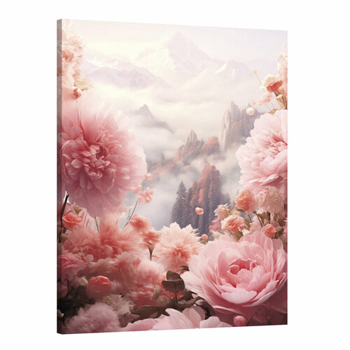 Интерьерная картина 50х70 "Пионы: запахи райского сада"