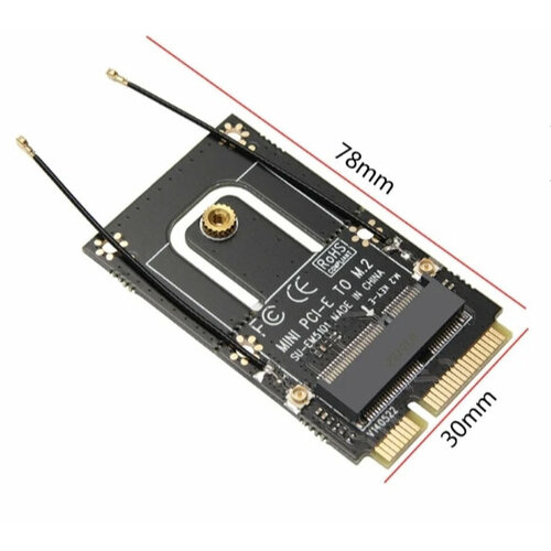 Переходник Mini PCI-E - M.2 WiFi E-ключ 2230 с переходником антенн