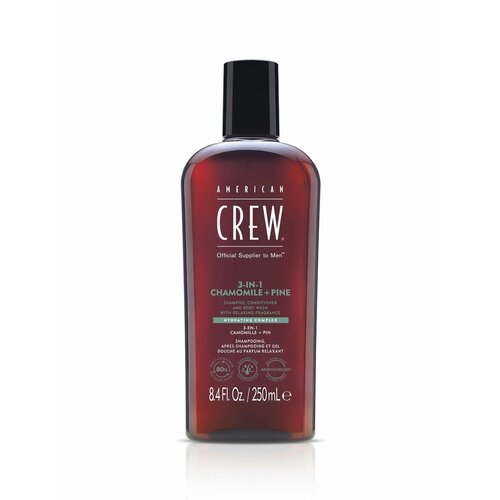 American Crew 3 in 1 Chamomile+Pine Шампунь, кондиционер и гель для душа c ароматом ромашки и сосны, 250 мл