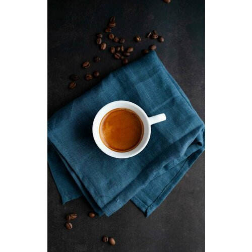 Картина на холсте 60x110 LinxOne "Чашка, кофе, напиток, кофейные зерна" интерьерная для дома / на стену / на кухню / с подрамником