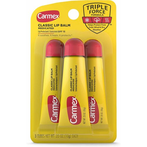 Carmex Lip Balm Classic Medicated Кармекс набор из 3 бальзамов для губ тюбик