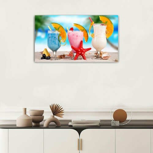 Картина на холсте 60x110 LinxOne "Fruit summer коктейль пляж" интерьерная для дома / на стену / на кухню / с подрамником
