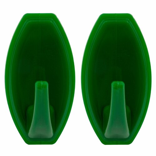 Крючок самоклеящийся, пластик, цвет темно-зеленый, 2 шт / Набор цветных крючков для ванной
