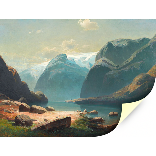"Озеро в горах Швейцарии", Саврасов А. К, картина для интерьера (репродукция) (60х45 см / без подрамника)