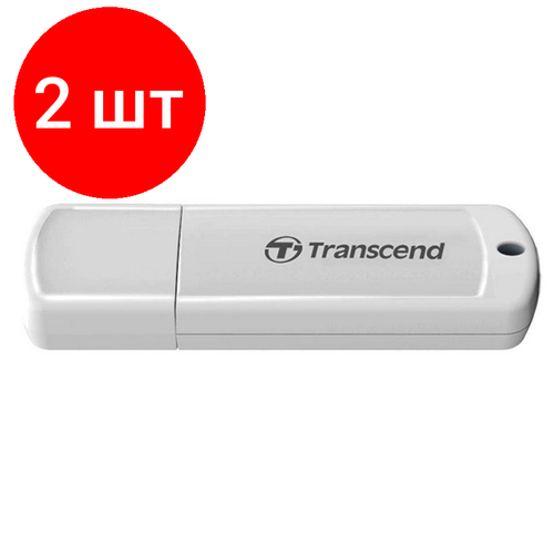Комплект 2 штук, Флеш-память Transcend JetFlash 370, 32Gb, USB 2.0, бел, TS32GJF370