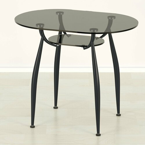 Стеклянный стол овальный Вокал-23 серый/черный (1000х700)