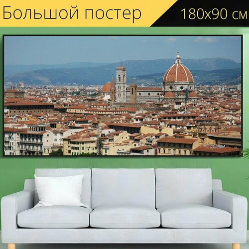 Большой постер "Флоренция, италия, памятники" 180 x 90 см. для интерьера