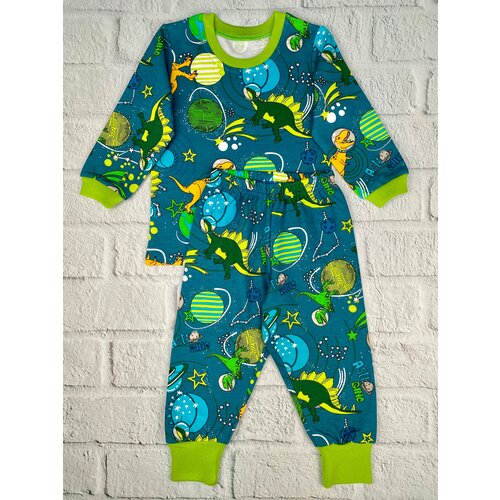 Пижама  ПАНДА дети, размер 116, зеленый, синий