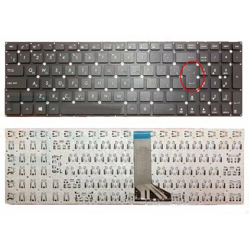 Клавиатура для ноутбука Asus AEXJC701110 черная без рамки, Г- образный Enter, шлейф 10 см
