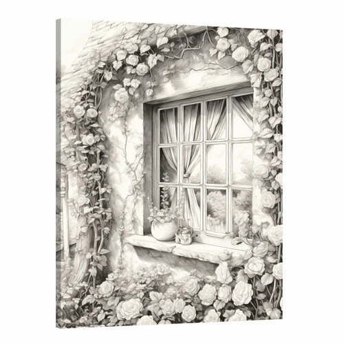 Интерьерная картина 50х70 "Пионы у окна"