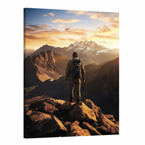 Интерьерная картина 50х70 "Мужчина в горах"