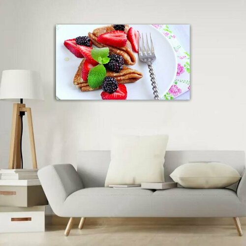 Картина на холсте 60x110 LinxOne "Pancakes Dessert еда" интерьерная для дома / на стену / на кухню / с подрамником