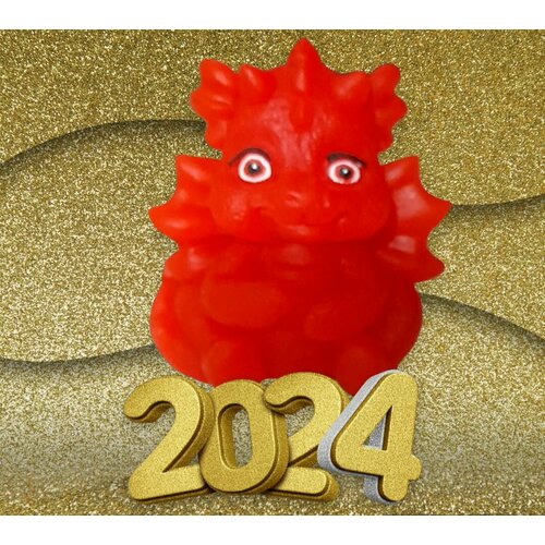 Сувенирное мыло ручной работы дракончик Бруно красный-Символ 2024 года
