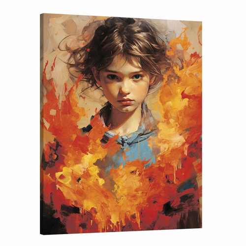Интерьерная картина 50х70 "Девушка, воплощение горящей страсти"