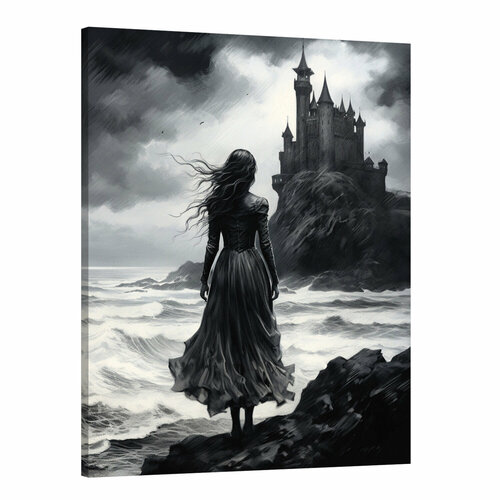 Интерьерная картина 50х70 "Принцеса и замок"