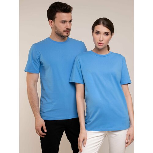 Футболка Uzcotton футболка мужская UZCOTTON однотонная базовая хлопковая, размер 44-46\S, голубой