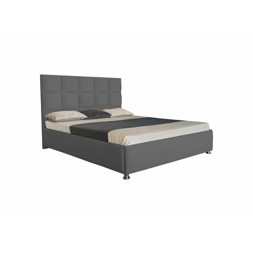 Двуспальная кровать Флорида Нью 180x200 основание металлическое с ламелями велюр серый без ножек