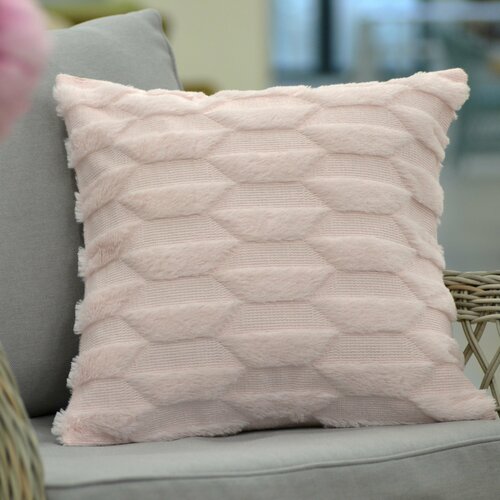 Чехол декоративный на подушку Мех+вязка 45х45 полоска розовая