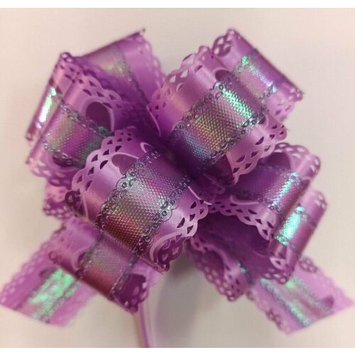 Бант-шар подарочный перламутр с тиснением сердца цвет фиолетовый
