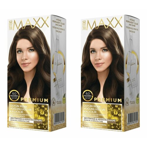 MAXX DELUXE Краска для волос Premium, тон 6.0 Темно-русый, 110 г, 2 шт