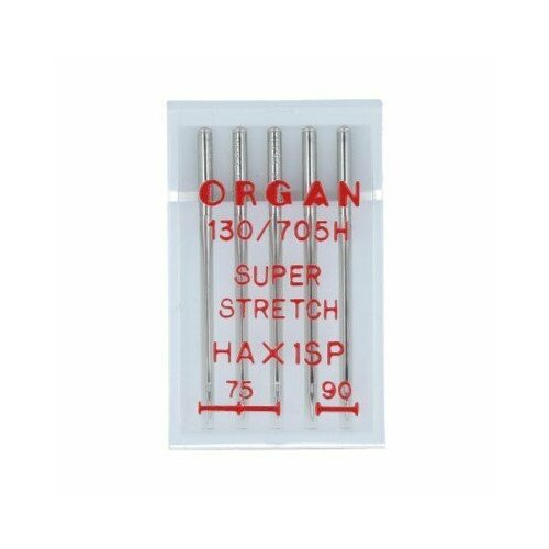 Иглы для швейной машины ORGAN супер стрейч, 5 шт, в пенале, №75 ; №90