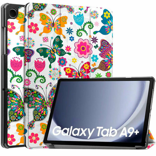 Чехол для планшета Samsung Galaxy Tab A9 Plus 11 дюймов (SM-X210/X216), с магнитом и красивым рисунком (Бабочки)