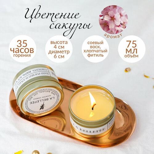 Свеча ароматическая "Croco Gifts" "Цветение сакуры" в стакане 75 мл