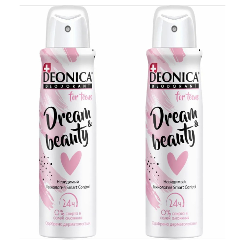 Дезодорант Deonica For teens, Dream & Beauty, подростковый, спрей, 12+, 150 мл, 2 шт