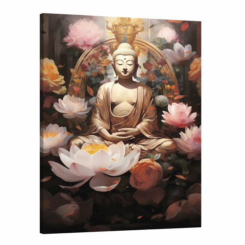 Интерьерная картина 50х70 "Будда: источник внутреннего счастья"