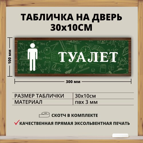 Табличка для школы "Туалет М" (30х10см)