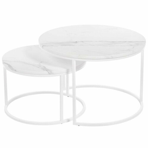 Набор кофейных столиков Bradex Home Tango белый мрамор стекло/белый (RF0600)