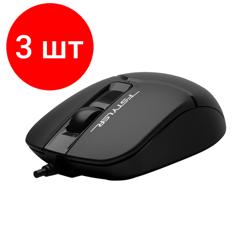 Комплект 3 штук, Мышь компьютерная A4Tech Fstyler FM12T черный 1200dpi/USB/3but