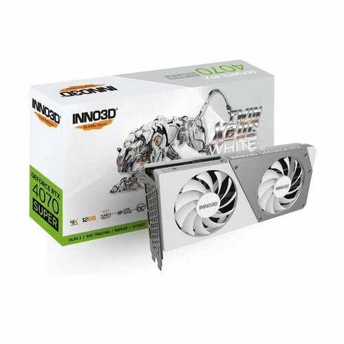 Видеокарта INNO3D RTX 4070 Super Twin X2 OC WHITE//RTX4070, HDMI, DP*3, 12G, D6X (N407S2-126XX-186162W)