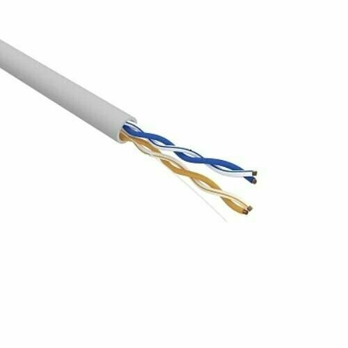 Кабель витая пара U/UTP 5e кат. 2 пары Rexant 02-0002 ZH нг(А)-HF, 2х2х0,52мм, 24AWG, INDOOR, SOLID, серый, 305м